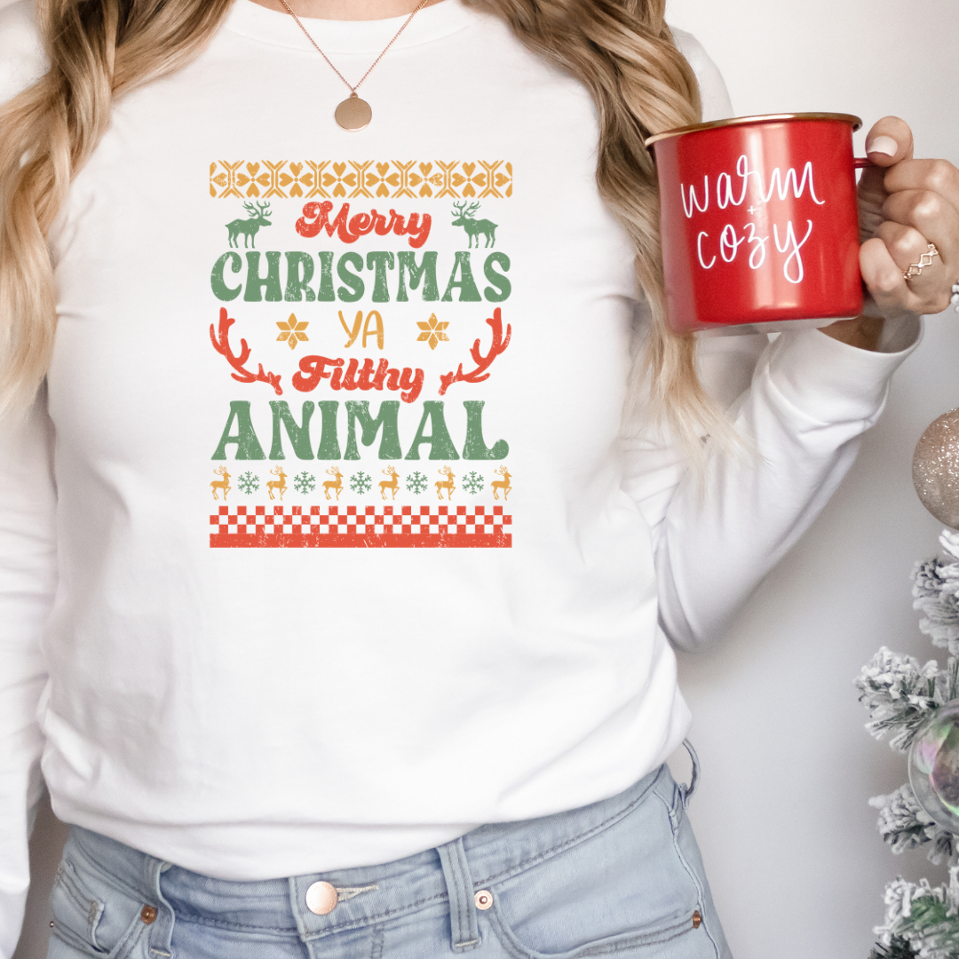 Merry Christmas Ya Filthy Animal Full Color DTF Transfer – TBS Transfers